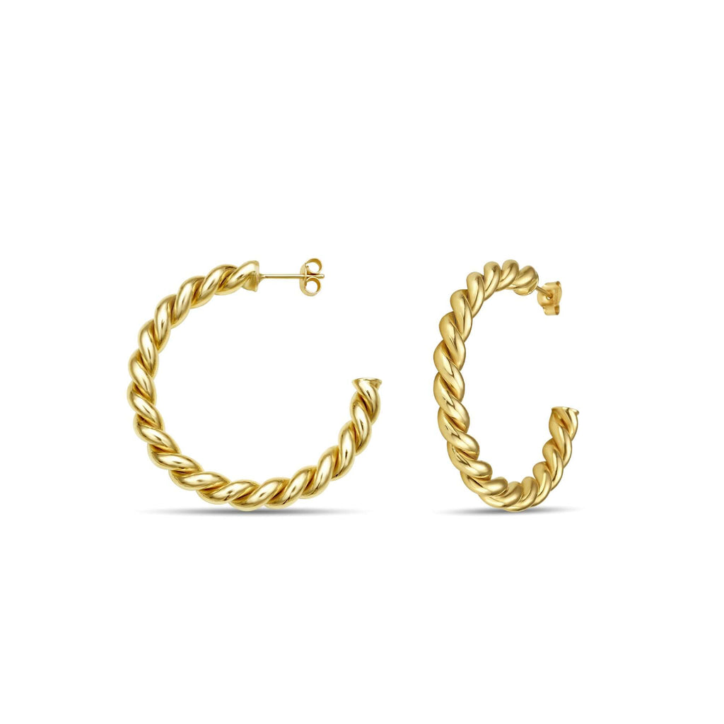 14K Gold Oversized Italian Cable Hoops | Phillip Gavriel