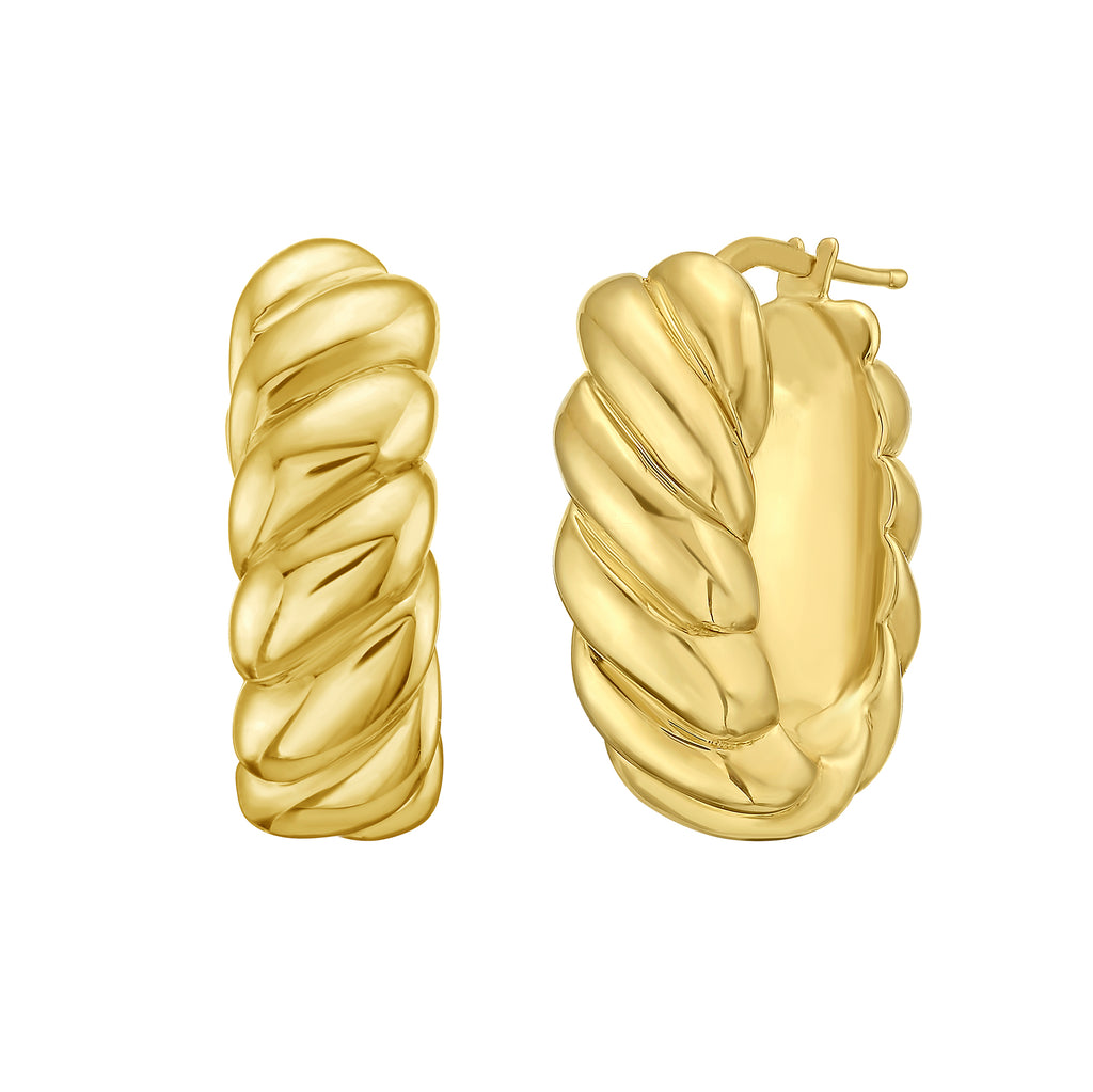 14K Scalloped Cable Hoops | Phillip Gavriel