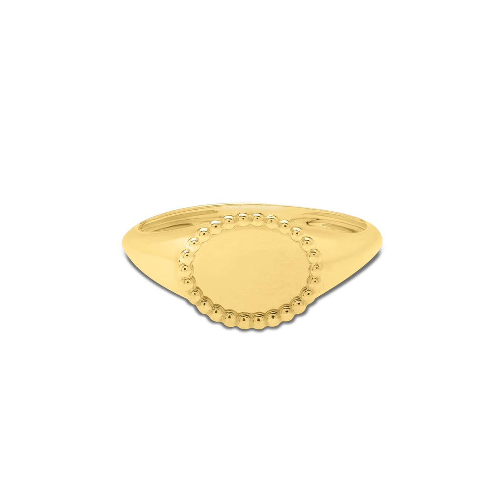 14K Gold Popcorn Oval Signet Ring | Phillip Gavriel