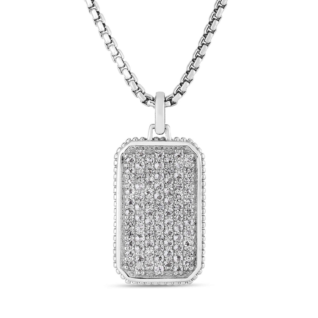 Men's Silver and White Topaz Tag Necklace | Phillip Gavriel