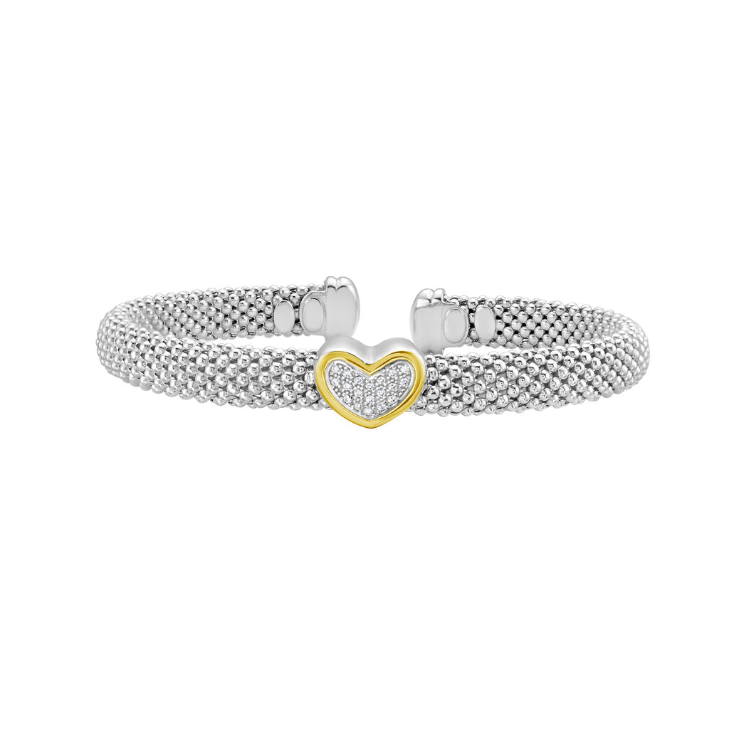 Silver, 18K & Diamond Prosecco Heart Cuff | Phillip Gavriel
