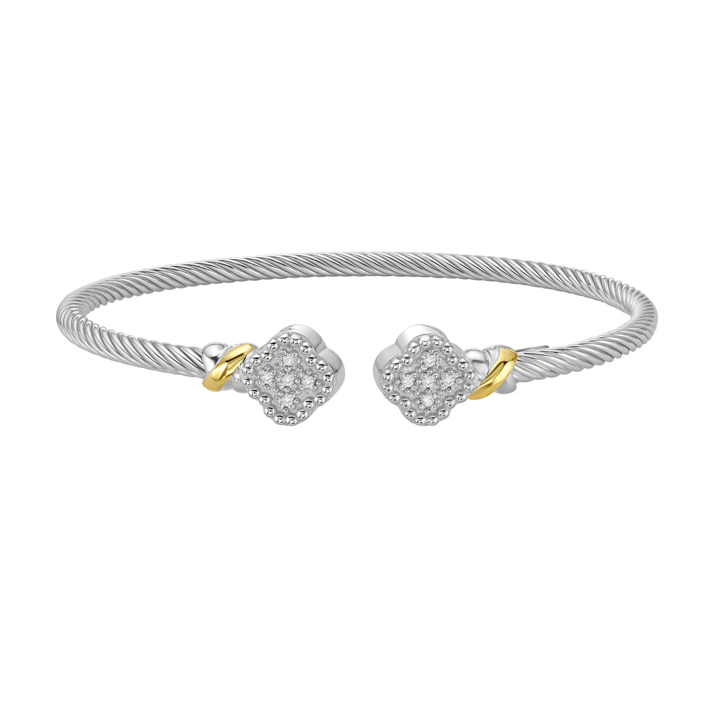 Silver & 18K Diamond Clover Cuff Bangle | Phillip Gavriel