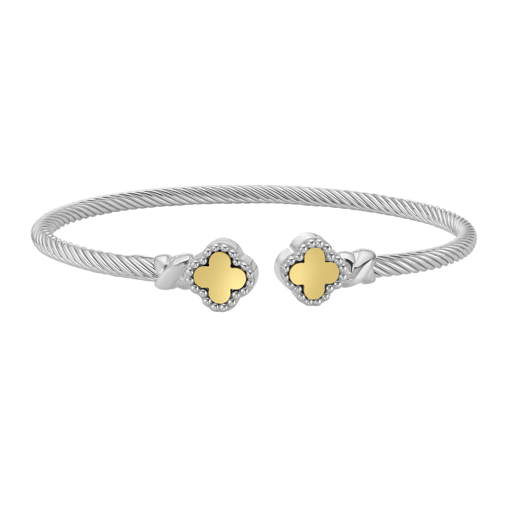 Silver & 18K Polished Clover Cuff Bangle | Phillip Gavriel