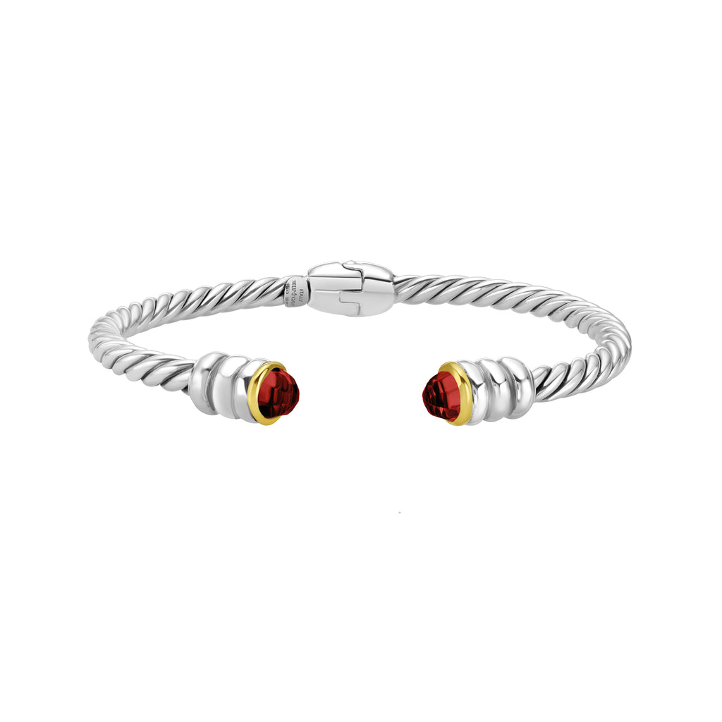 Silver & 18K Garnet Cable Hinge Bangle | Phillip Gavriel