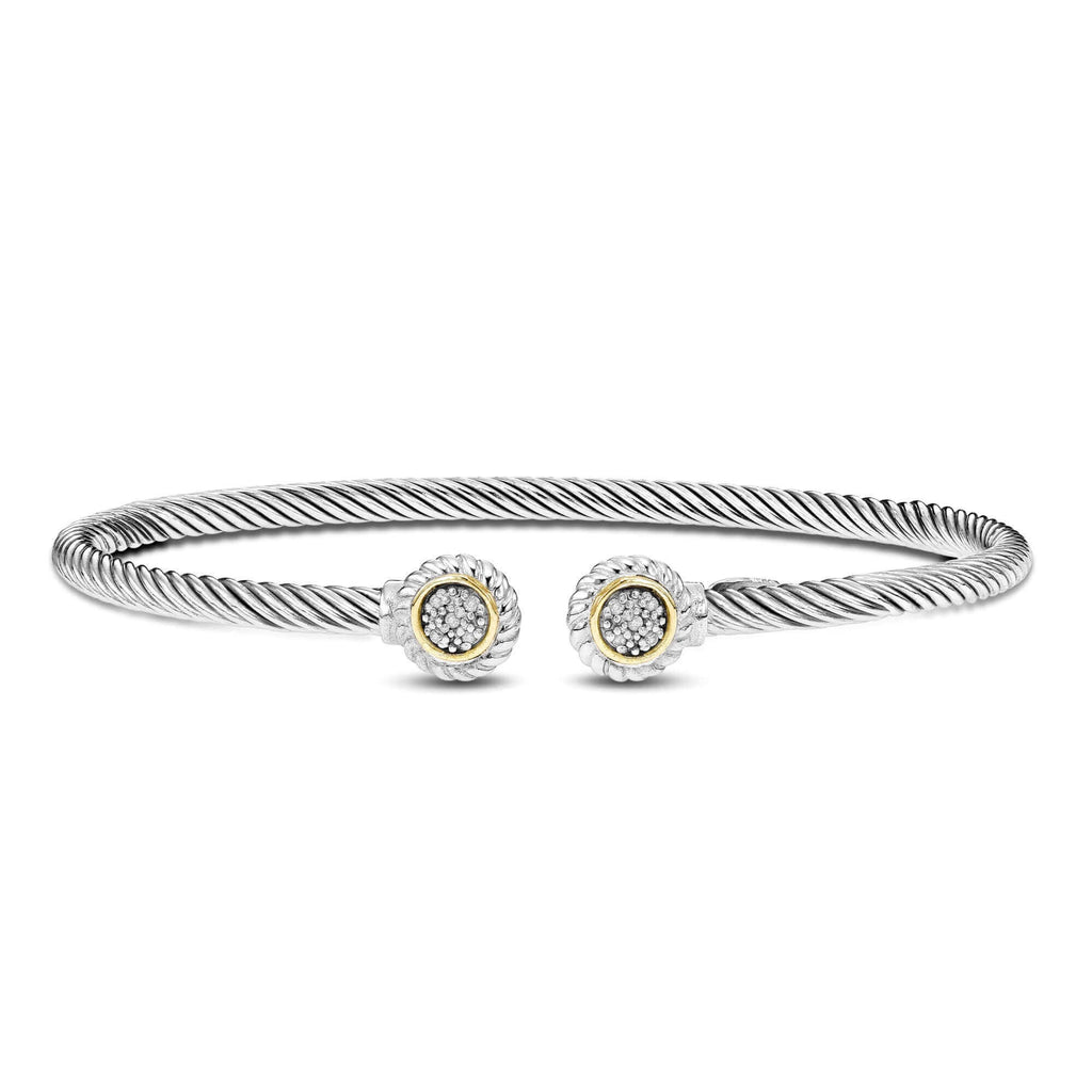 Silver & 18K Round Tip Diamond Bracelet | Phillip Gavriel