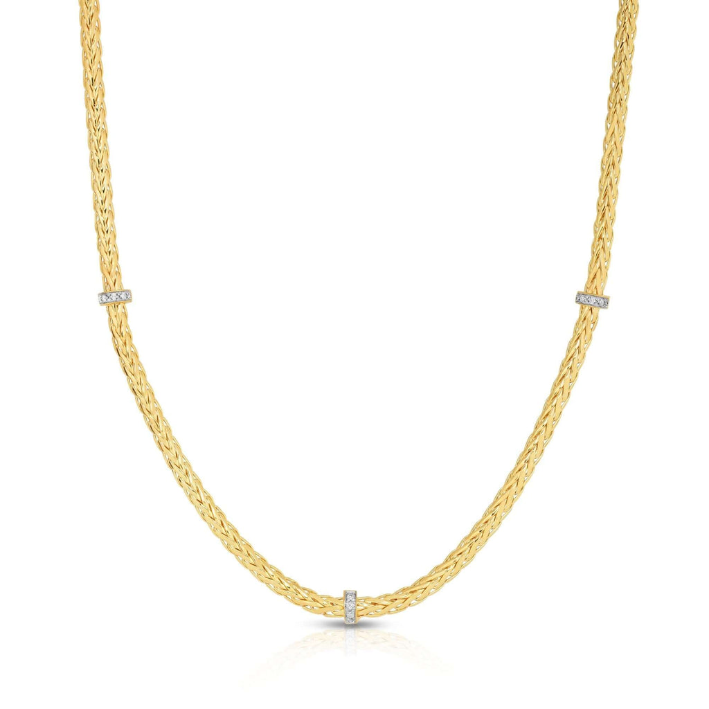 14K Gold & Diamond Woven Chain Thin Necklace | Phillip Gavriel