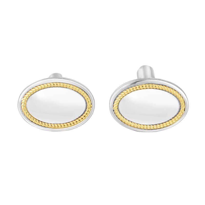 Silver & 18K Gold Oval Cufflinks | Phillip Gavriel
